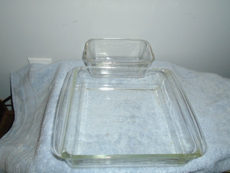Pyrex Clear Glass Loaf Bread Pan Brownie Baking Dish Set of - Etsy