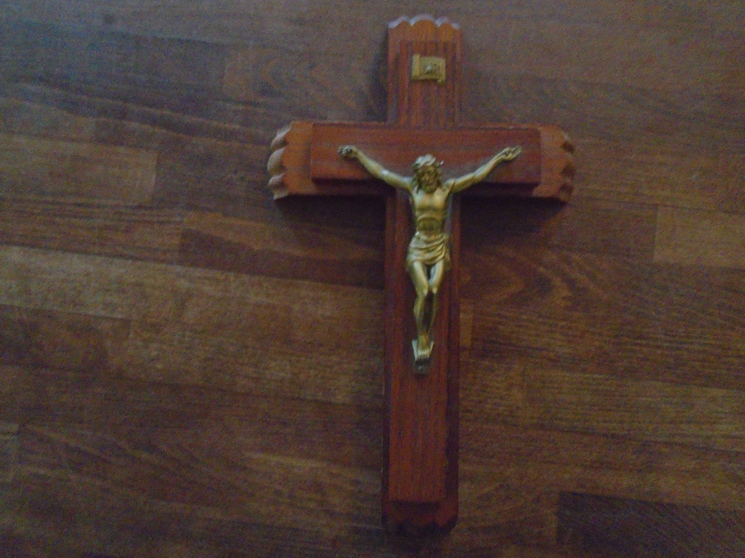 Vintage Last Rites Cross, Wooden Wall Hanging With Hidden Storage - Etsy