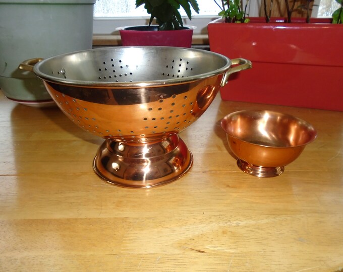 Vintage Solid Copper Brass Handles Colander With Small Copper - Etsy