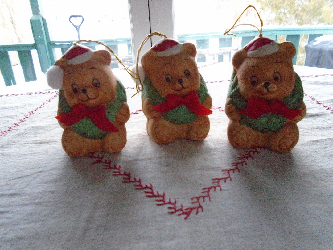 Vintage Ceramic Christmas Bell Bears Set of 3 Ornaments - Etsy