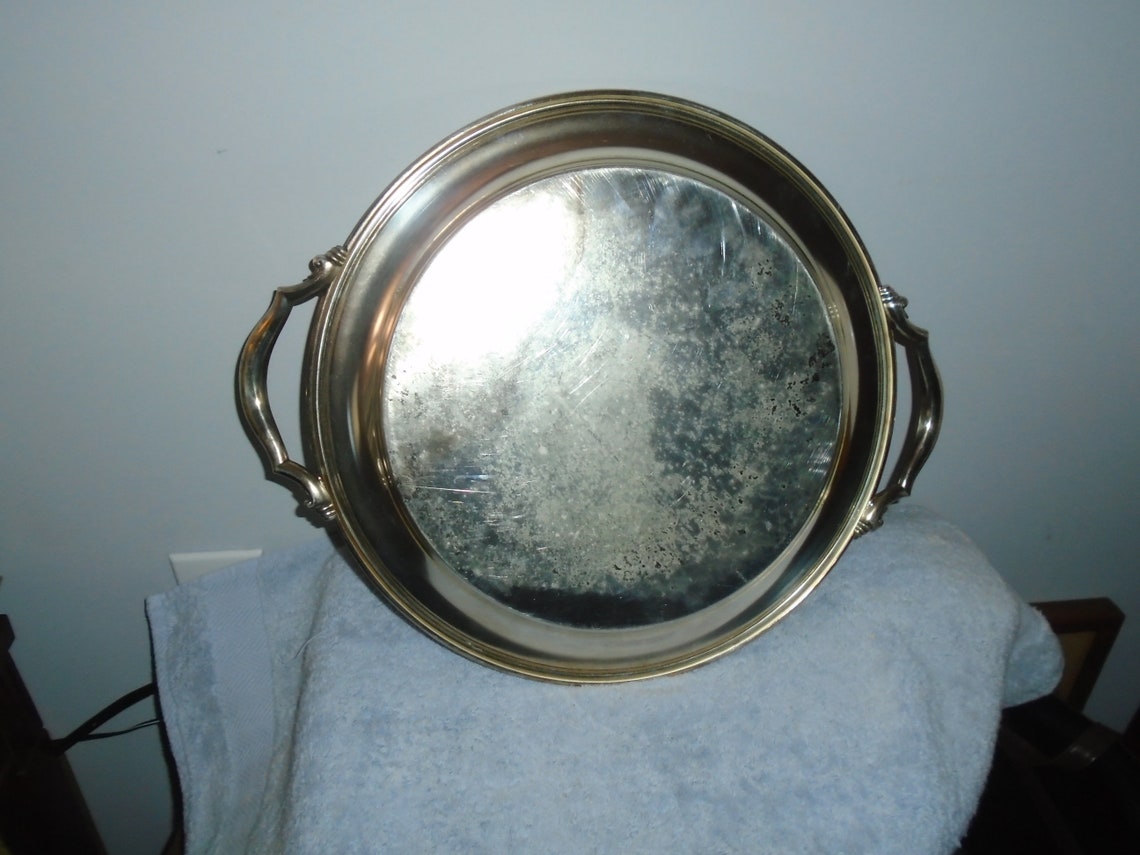 Vintage Oneida USA Round Silver Plate Butler Tray With Handles | Etsy