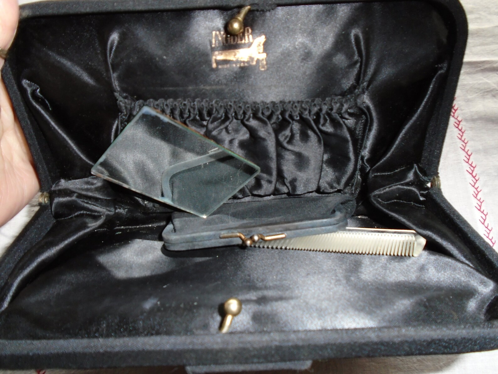 Antique Ingber Black Clutch Purse Matching Coin Purse Mirror - Etsy