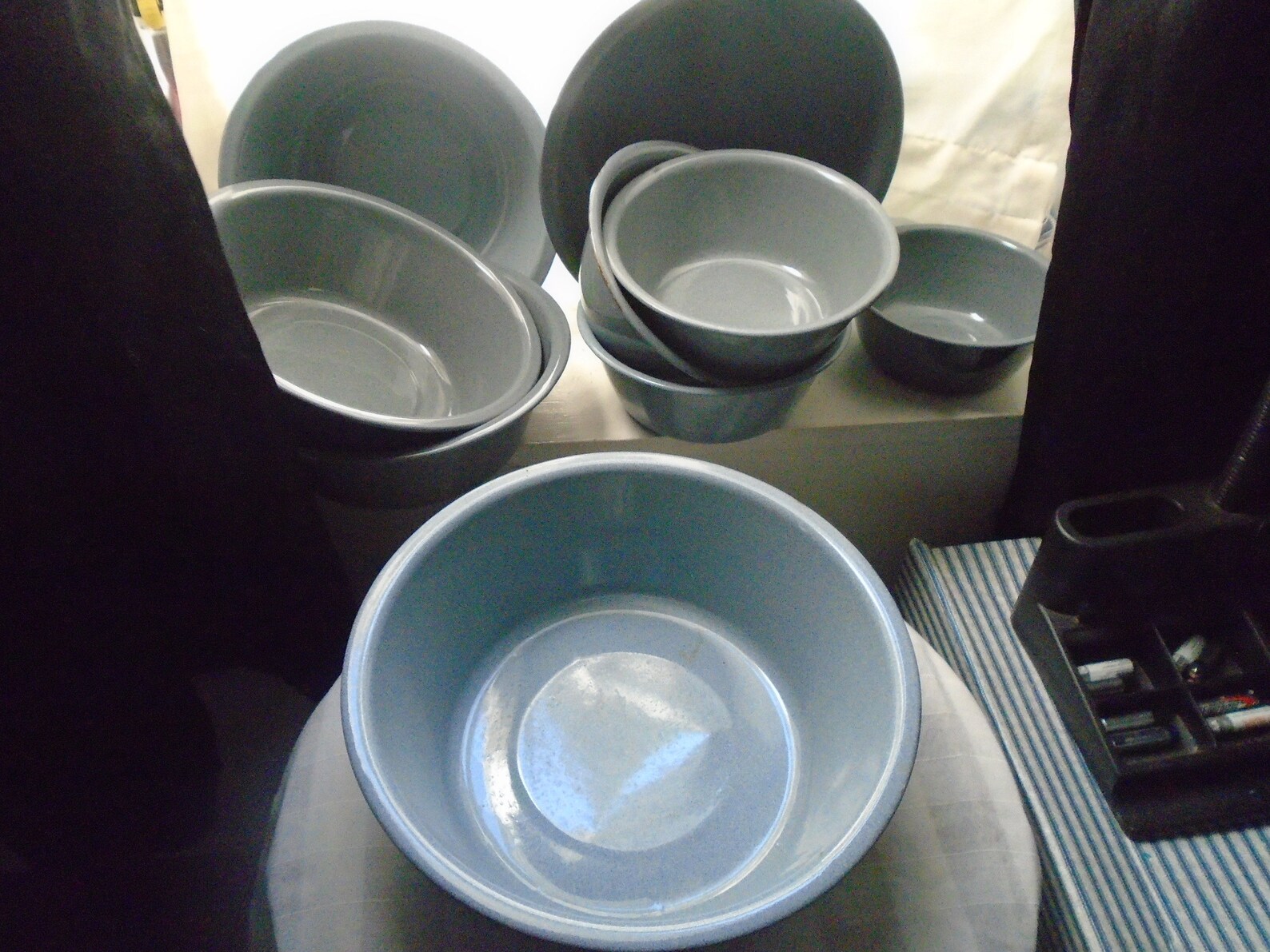Vintage 9 Piece Gray Enamelware Bowls Assorted Sizes | Etsy