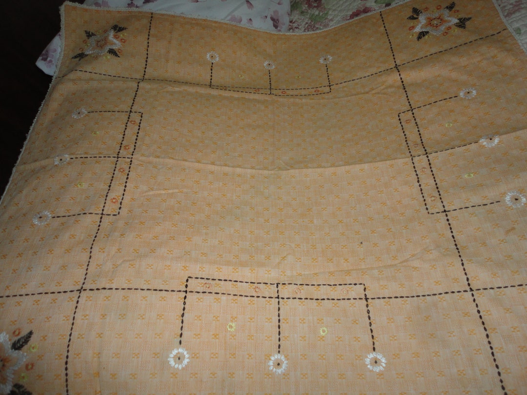 Vintage Hand Embroidered Table Cloth Bridge Card Gametheme - Etsy
