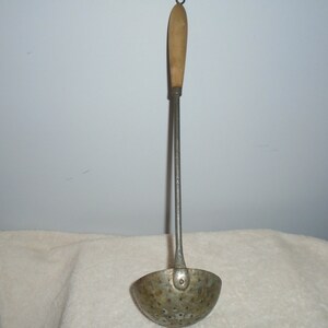 Vintage Wood Handle Ladle Spoon Skimmer Colander - Etsy