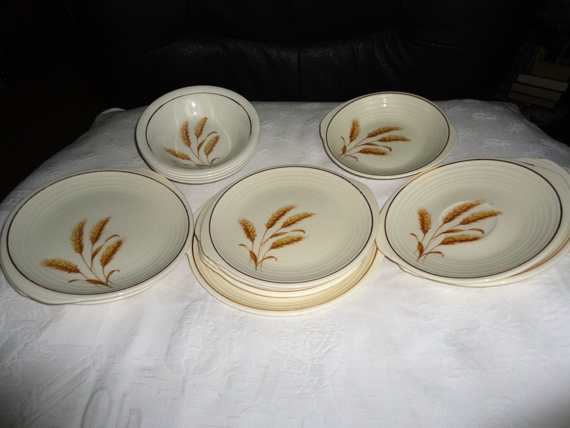 Golden Wheat Pattern Dishes Edwin M Knowles Made In USA Gold | Etsy