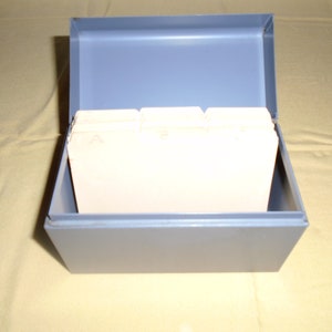 Vintage Gray Metal Recipe File Box Index Card Holder With Alphabet ...