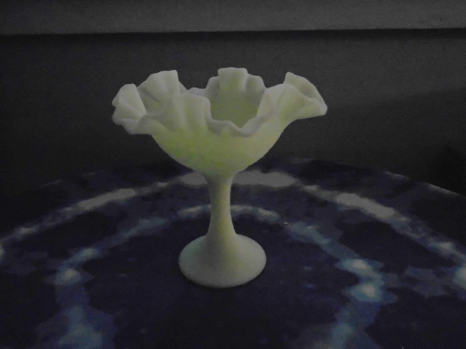 Vintage Fenton Yellow Satin Frosted Glass Pedestal Dish Ruffled Edge - Etsy