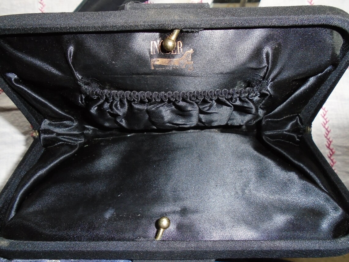 Antique Ingber Black Clutch Purse Matching Coin Purse Mirror - Etsy