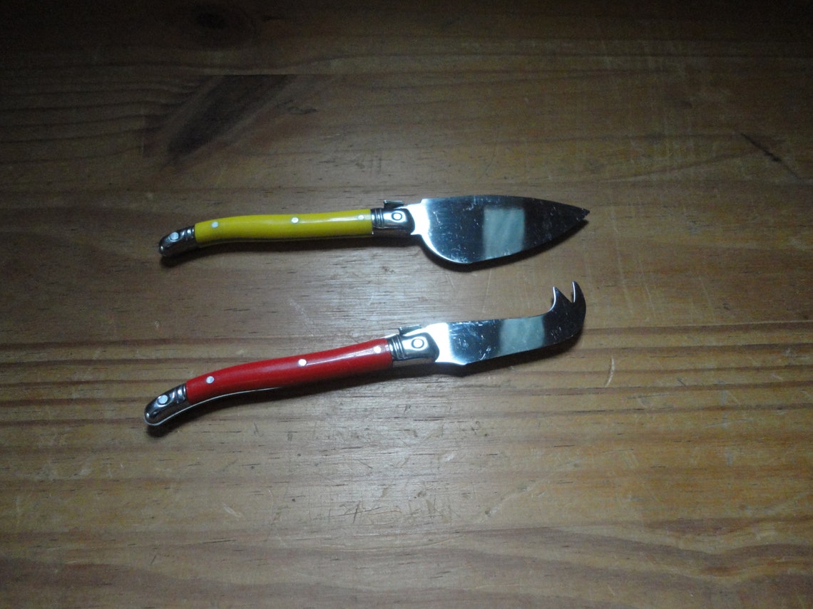 Vintage Yellow Red Handle Cheese Slicer Spreader Knives - Etsy