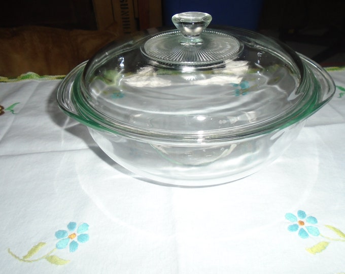Pyrex Clear Glass 2 Quart Casserole Dish With Decorative Lid - Etsy