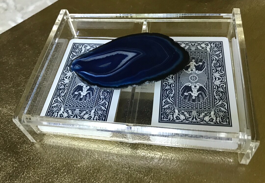 Playing Card Box-canasta Card Holder-acrylic, Lucite With Semi Precious ...