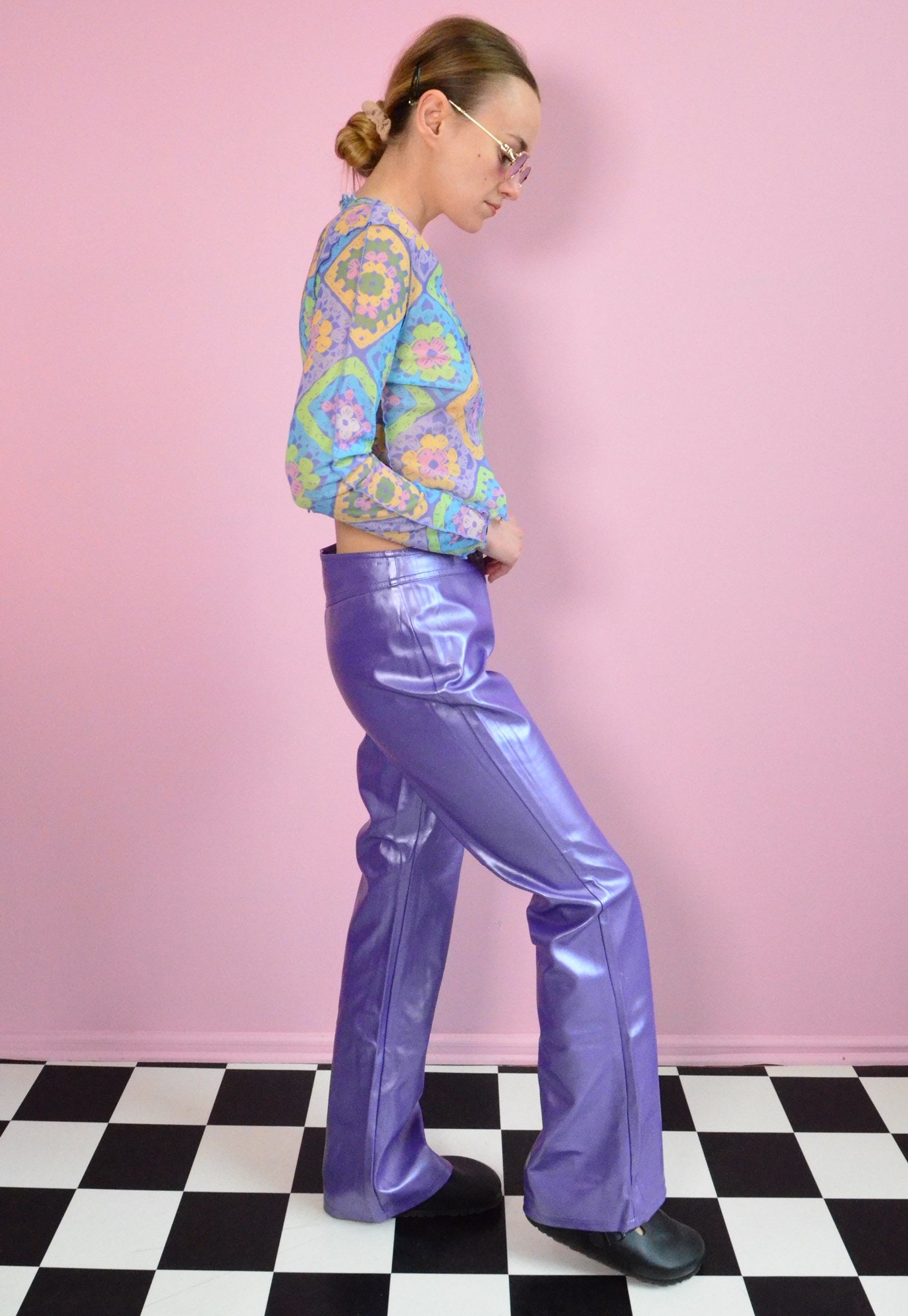 Vintage Y2K Purple Shiny Flares - Etsy