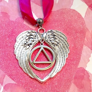 AA Tree Ornament Angel Wings Holiday Decor 12 Step Recovery Alcoholics ...