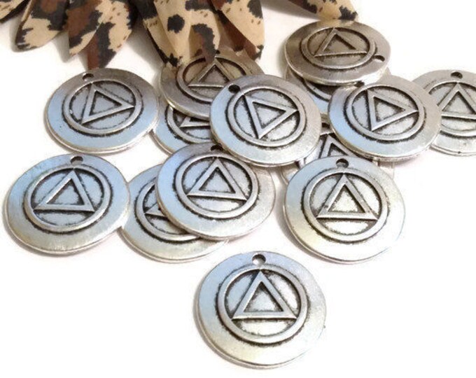 Raised Design AA Pendant Charms Alcoholics Anonymous 12 Step Recovery ...