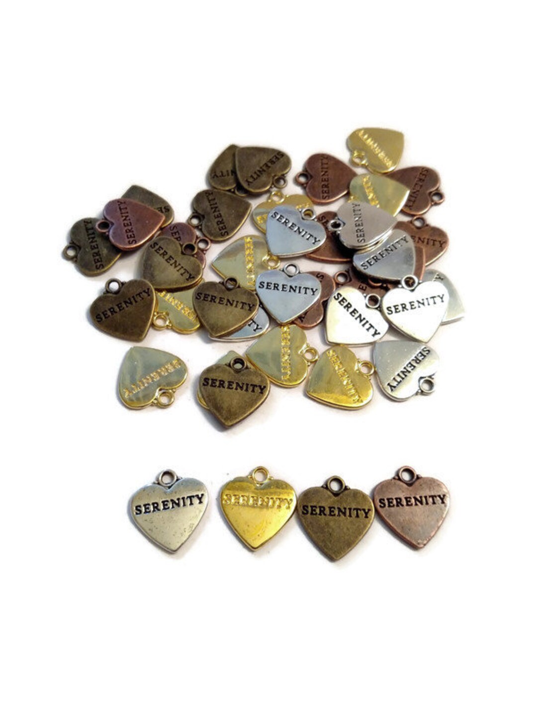 40 Pcs Serenity Heart Mix Pack Pendant Charms - Serenity Prayer ...