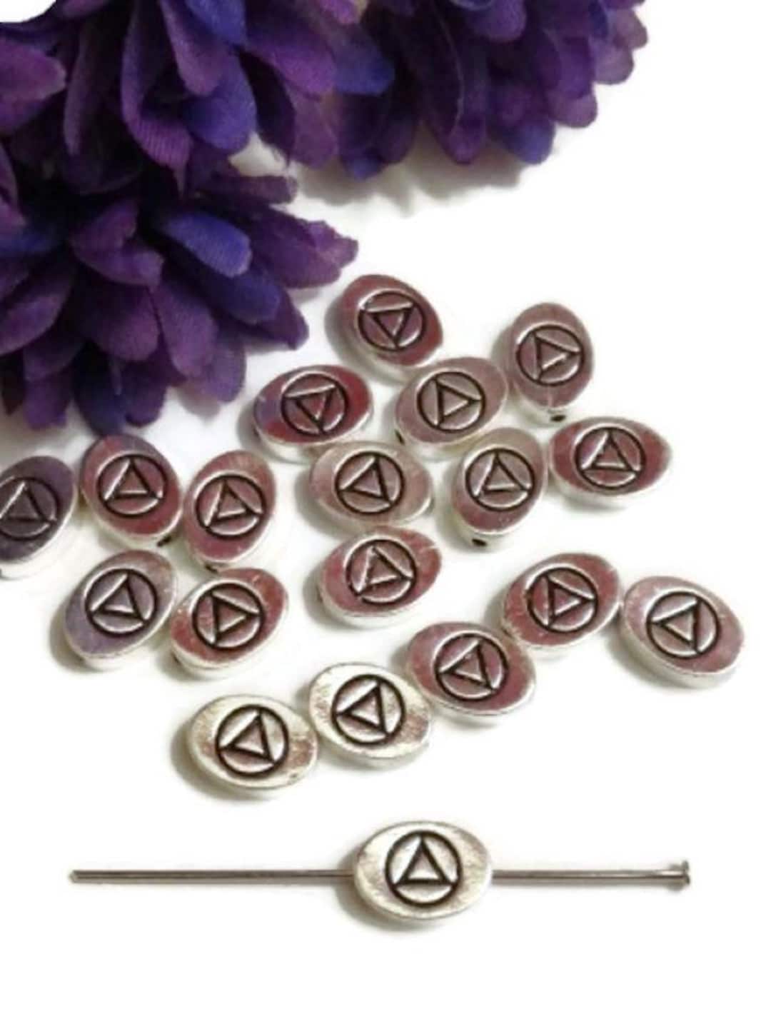AA Slide Beads Silver Tone Charms - Alcoholics Anonymous 12 Step ...