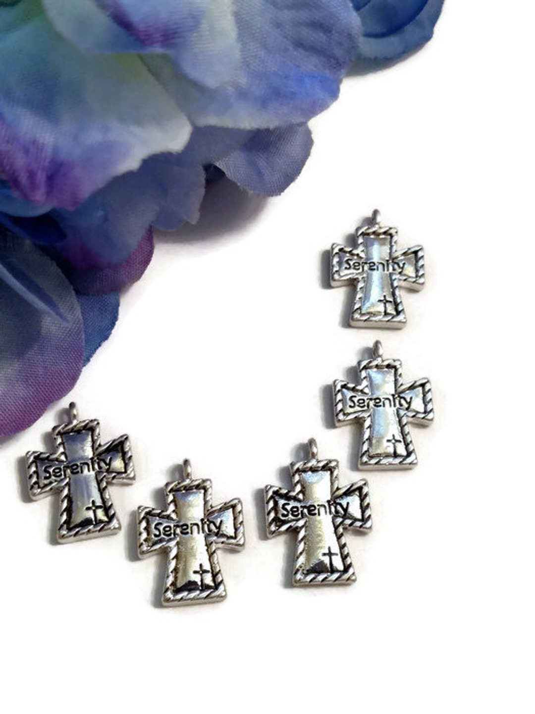 10 Pcs Serenity Cross Pendant Charms Inspirational Religious Prayer ...
