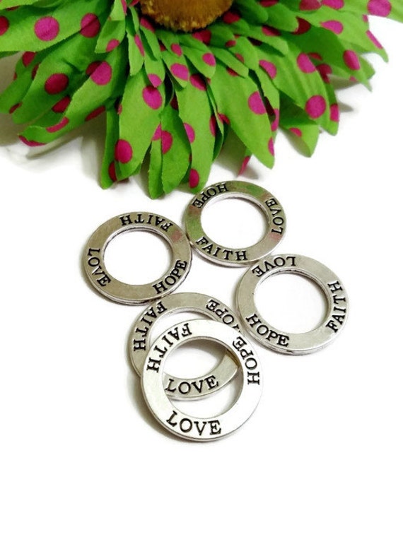 Faith Love Hope Affirmation Rings Inspirational Pendant | Etsy