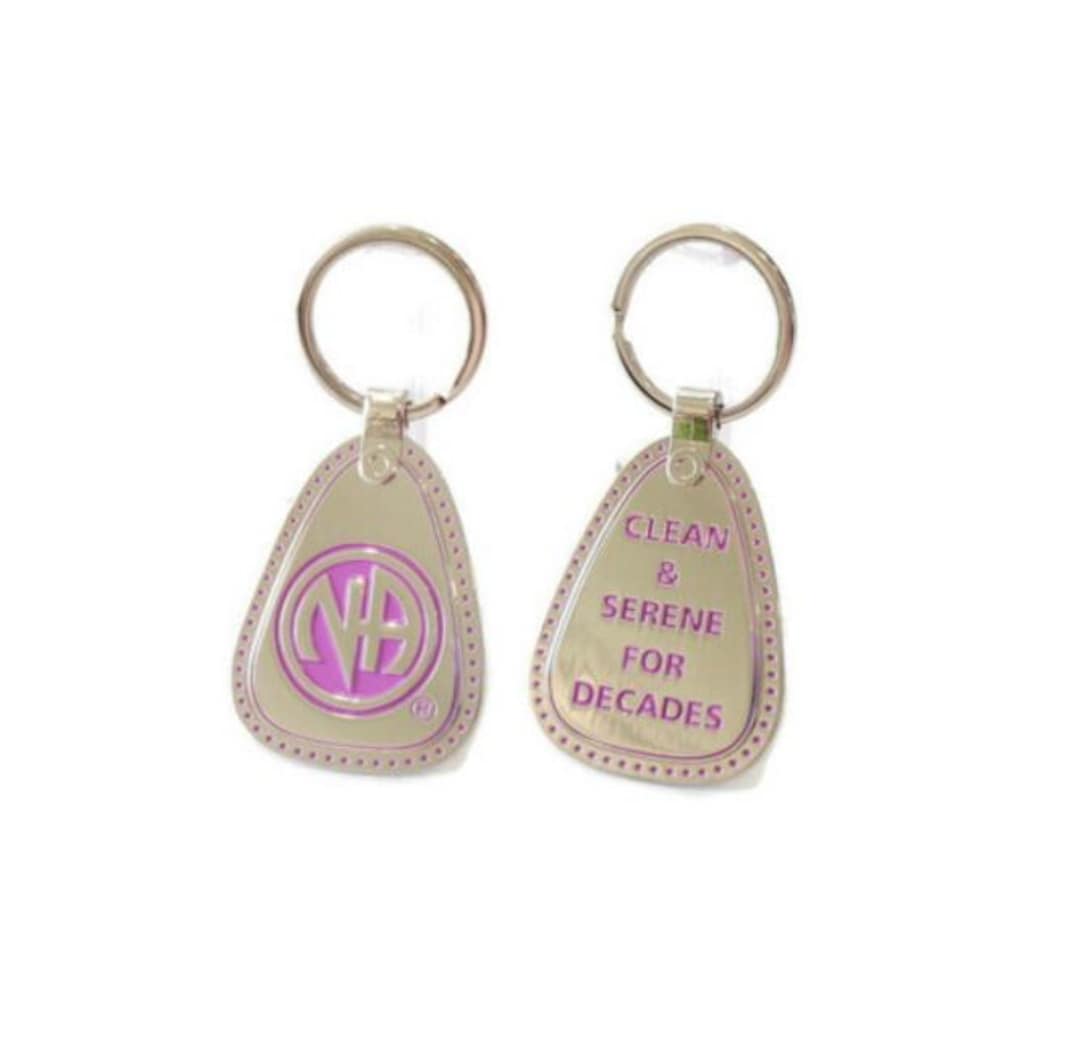 NA Clean & Serene for Decades Purple Metal Keychain Key Tag Narcotics ...