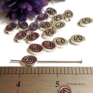 AA Slide Beads Silver Tone Charms - Alcoholics Anonymous 12 Step ...