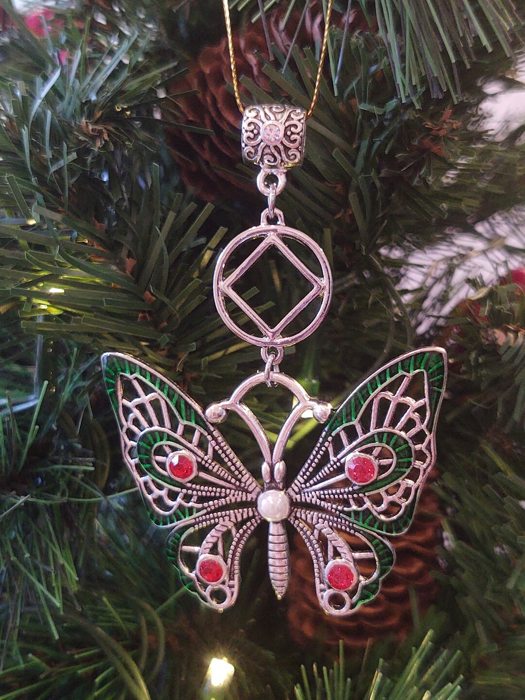 NA Tree Ornament Butterfly Holiday Decor 12 Step Recovery Narcotics ...
