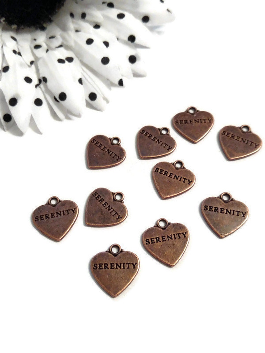 Copper Serenity Heart Pendant Charms - Serenity Prayer Inspirational ...
