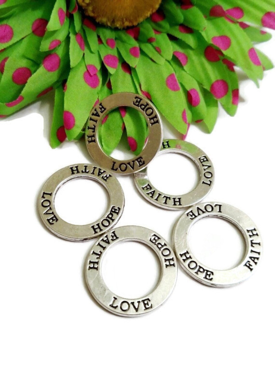 Faith Love Hope Affirmation Rings Inspirational Pendant - Etsy