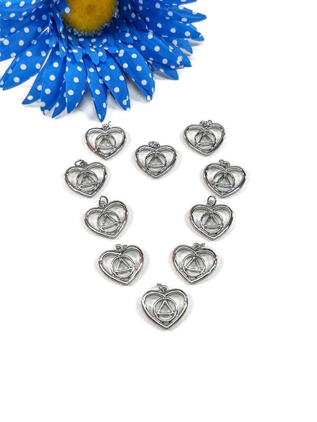 AA Heart Pendant Charms Recovery 12 Step Jewelry Alcoholics Anonymous ...