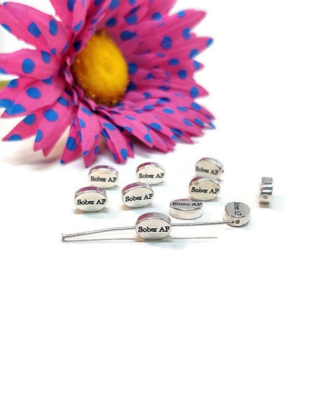 NEW! Sober AF Slide Bead Charms Recovery 12 Step AA - Silver Tone - Etsy
