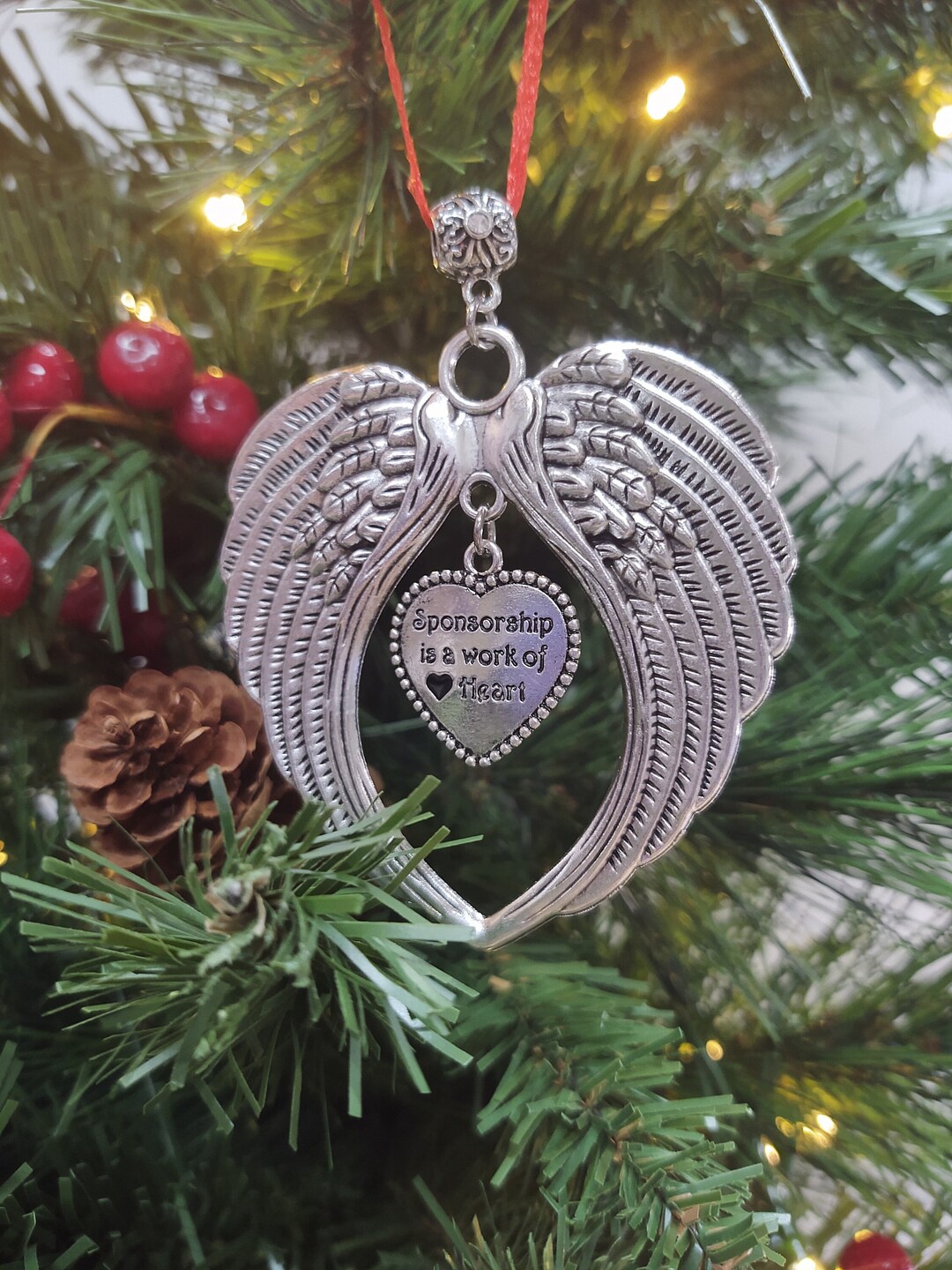 Sponsor Tree Ornament Angel Wings Holiday Decor 12 Step Recovery ...