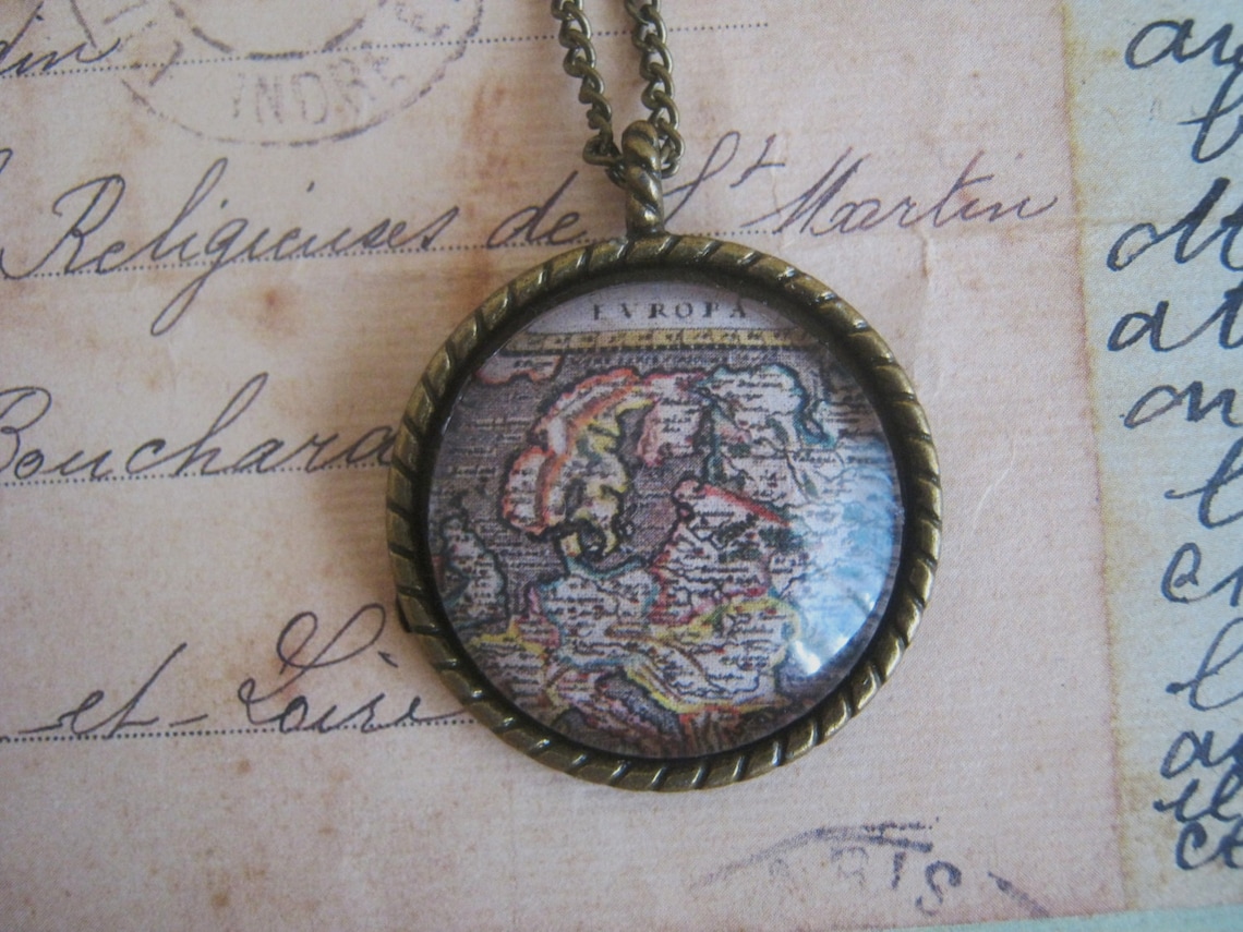 Old Europe Map Pendant Necklace Handmade Unique - Etsy
