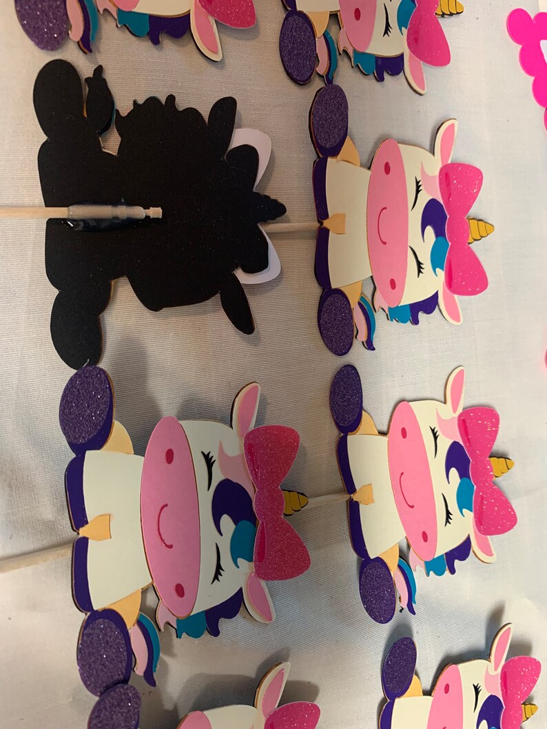 Unicorn Birthday Banner and 12 Cupcake Toppers - Etsy