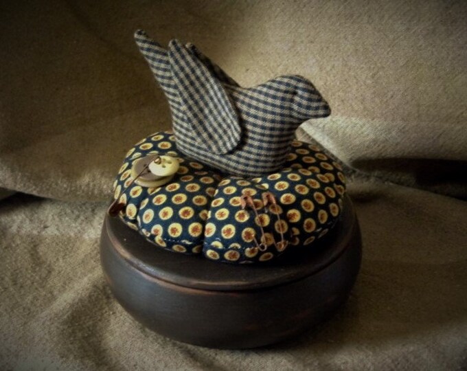 Primitive Vintage Sewing Box, Sewing Box, Primitive Pincushion ...