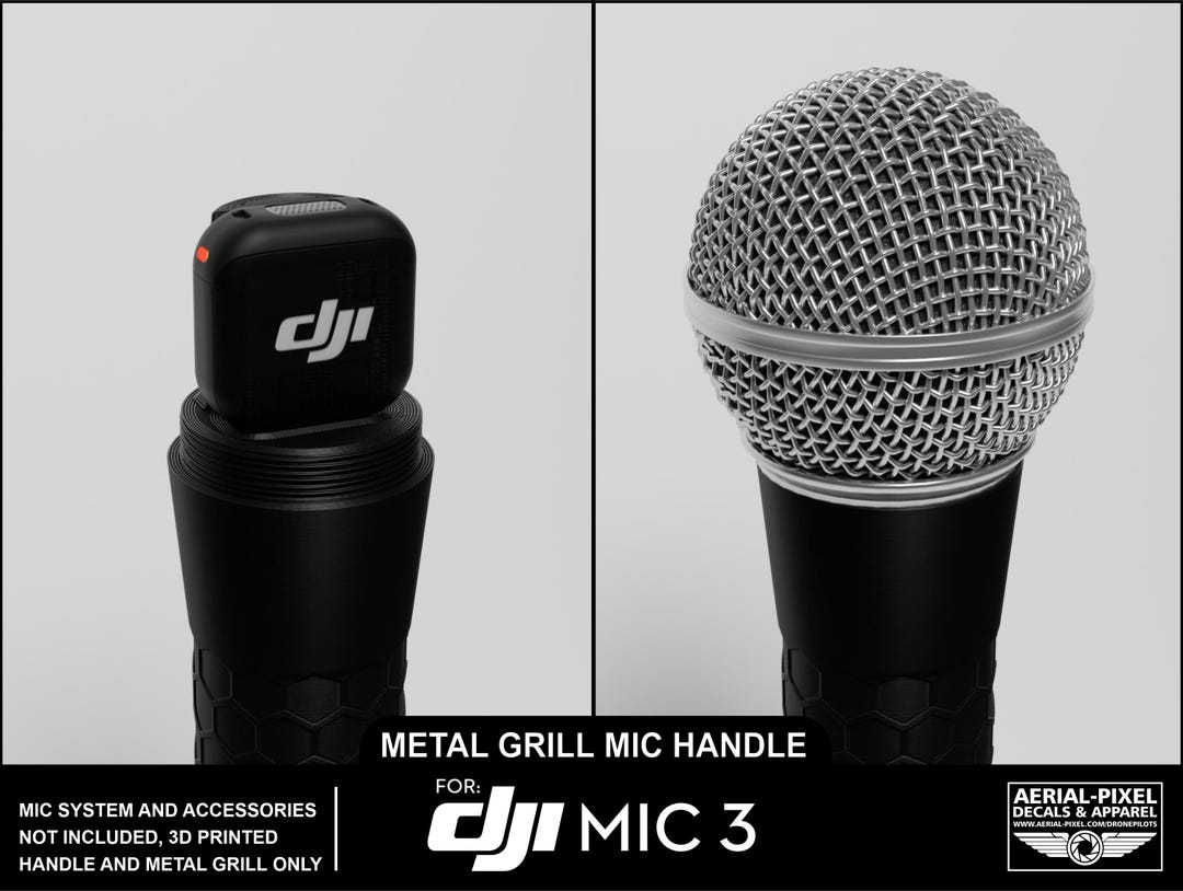 DJI Mic 3 Traditional Microphone Grip Interview Handle With Metal Grill ...