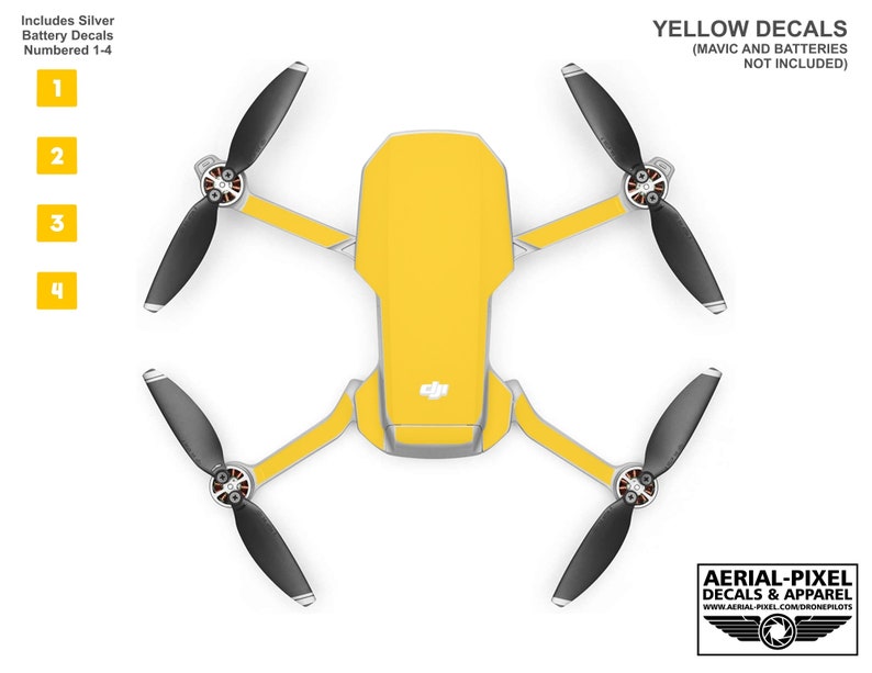 DJI Mavic Mini / Mini 2 Skin With Battery Decals Number #1-4 Stickers ...