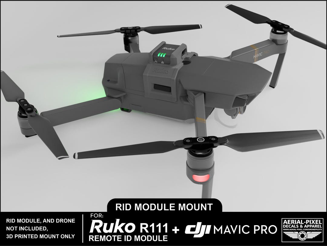 DJI Mavic Pro and Pro Platinum Ruko R111 Remote ID Module Mount (RID ...