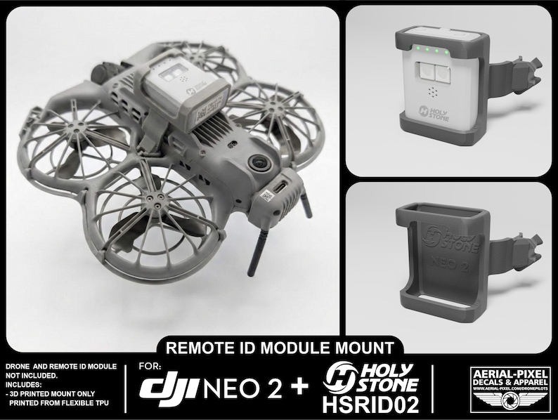 DJI Neo 2 Remote ID Mount for Holy Stone, Ruko, Potensic, Dronetag and ...