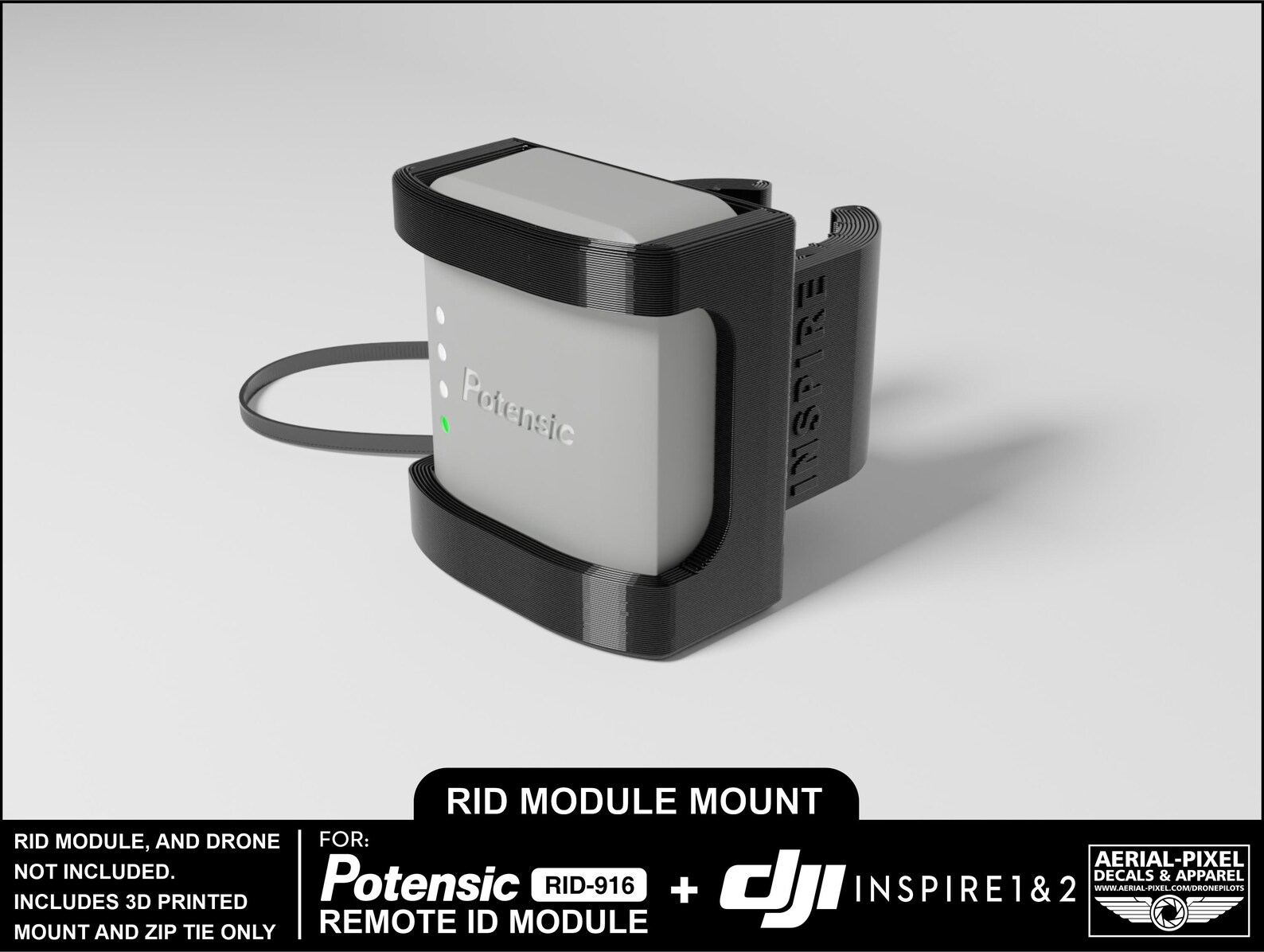 DJI Inspire 1 and 2 Potensic RID-916 Remote ID Module Mount (potensic ...