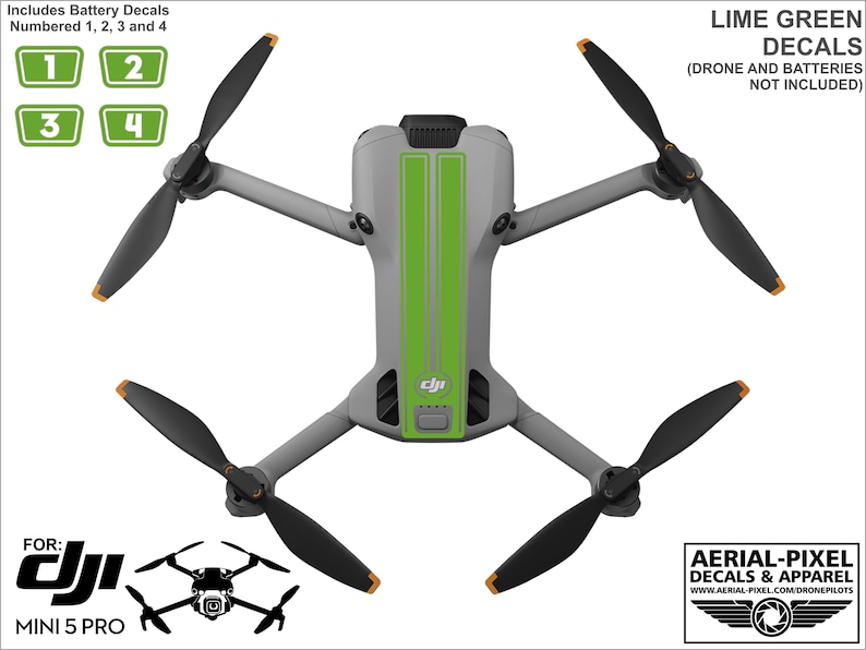 DJI Mini 5 Pro Racing Stripes With Battery Decals Number #1-4 Sticker ...