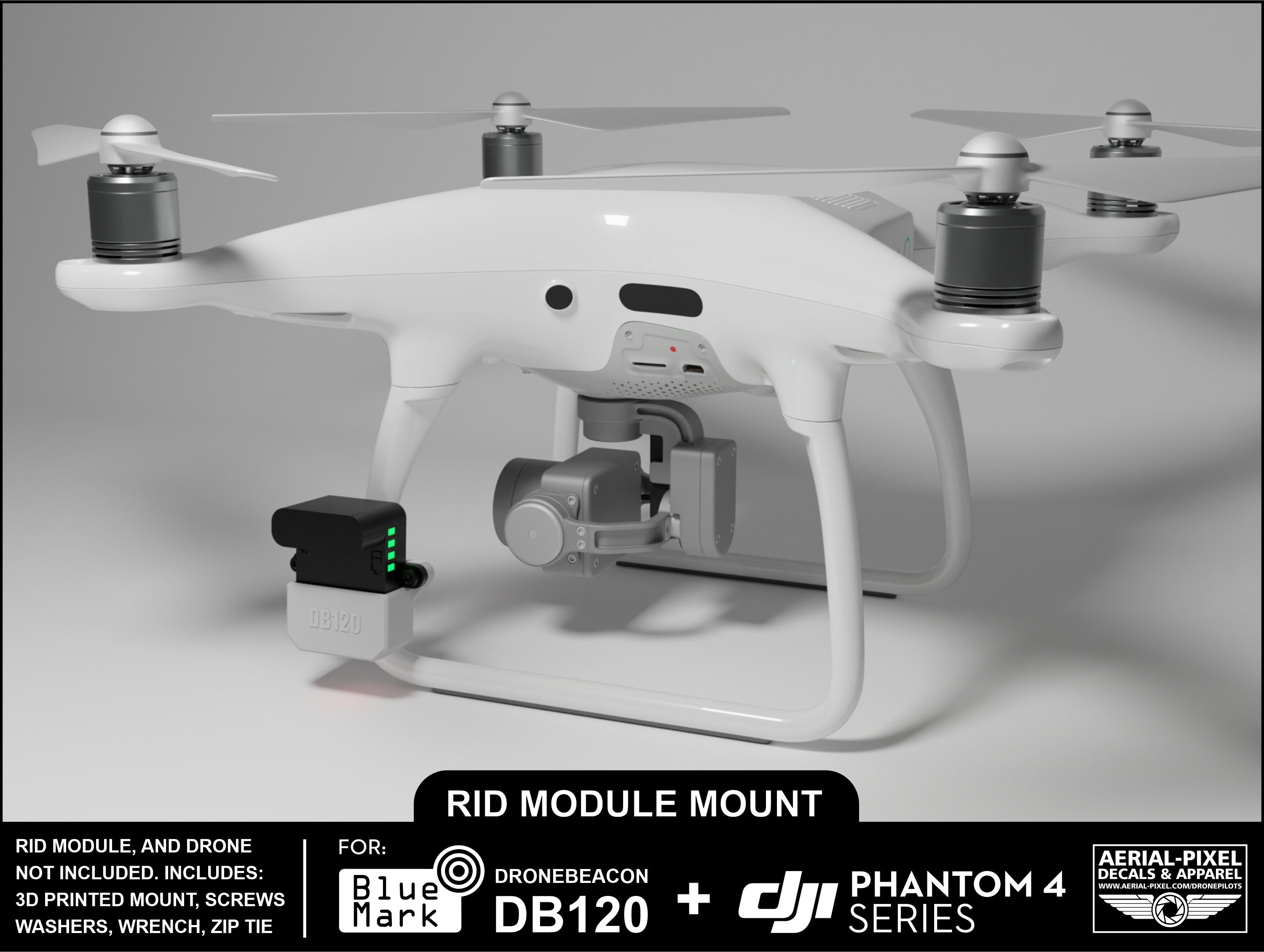 DJI Phantom 4 Series Bluemark Dronebeacon Db120 Mount for Remote ID RID db120 Module Not Included Etsy