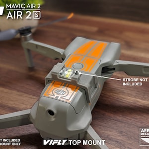 DJI Mavic Air 2 and Air 2S Top Strobe Mount for Firehouse Technology Arc II, Arc XL or Arc V and ...