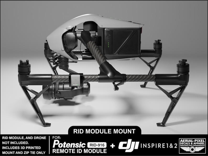 DJI Inspire 1 and 2 Potensic RID-916 Remote ID Module Mount (potensic ...