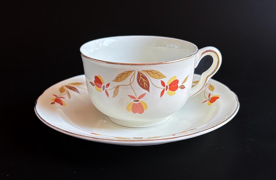 Superior Hall Quality Dinnerware Cups and Saucers, Ruffled D Flat ...