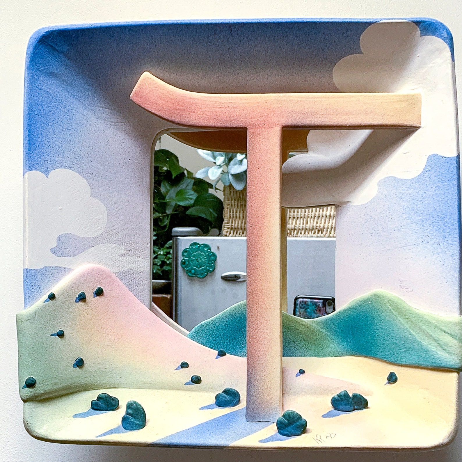 One of a Kind 3D Southwest Scene Ceramic Hand Painted Mirror, Southwest ...
