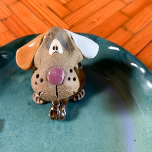 Artisan Hand Crafted Pottery Cute Dog 3D Trinket Dish, Silly Dog Dish ...