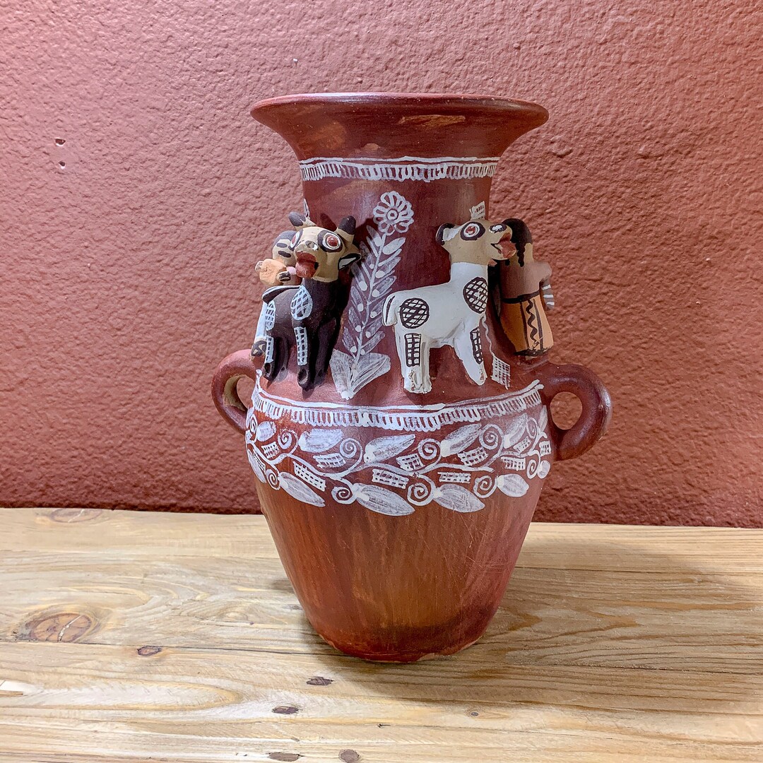 Quinua Peru Folk Art Clay Pottery Clay Vase With Dimensional - Etsy
