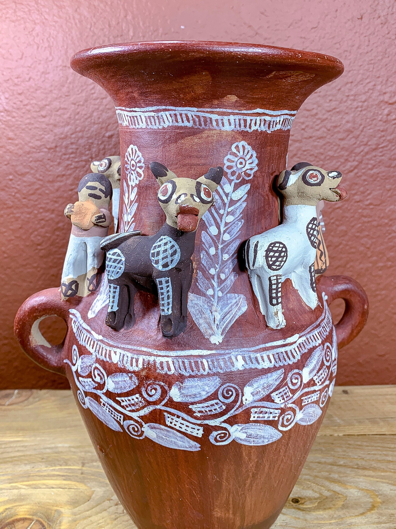 Quinua Peru Folk Art Clay Pottery Clay Vase With Dimensional - Etsy