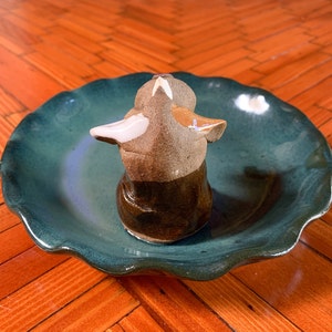 Artisan Hand Crafted Pottery Cute Dog 3D Trinket Dish, Silly Dog Dish ...
