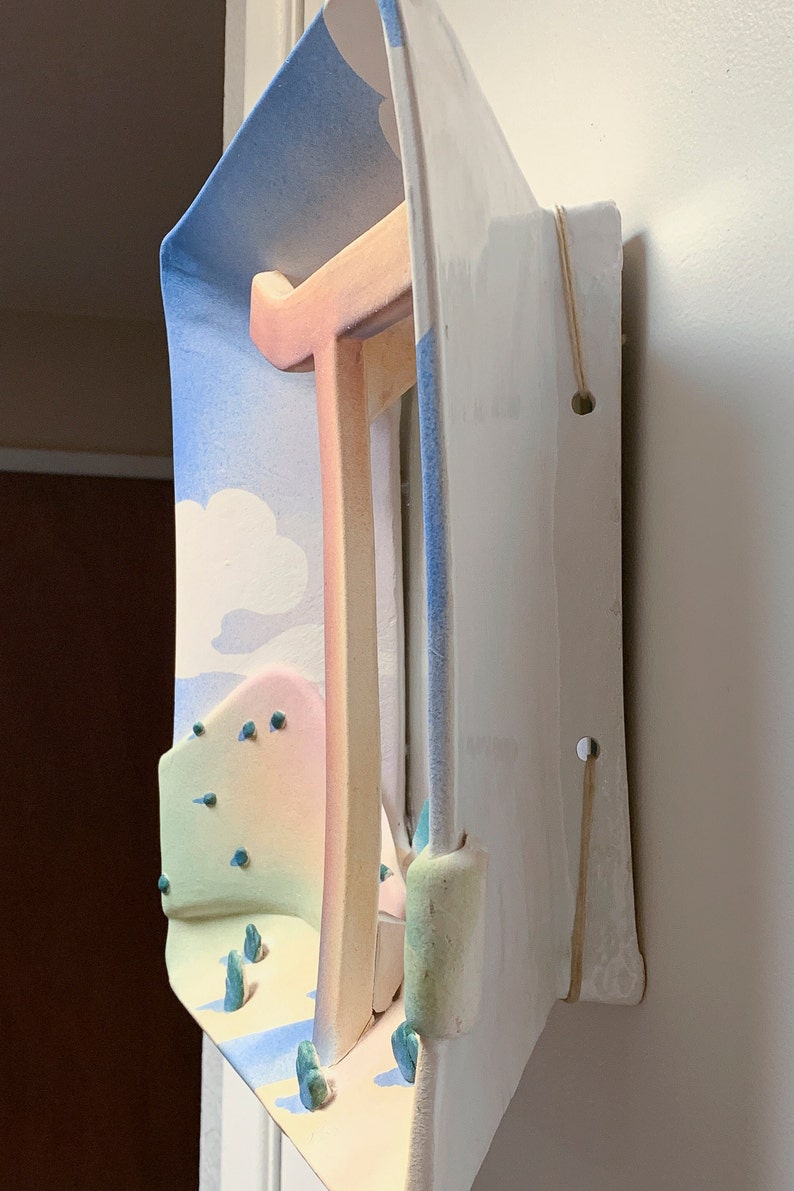 One of a Kind 3D Southwest Scene Ceramic Hand Painted Mirror, Southwest ...